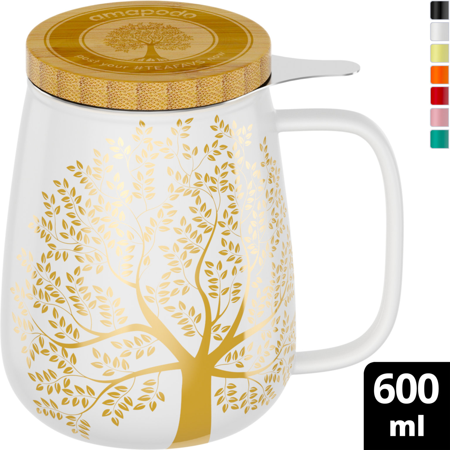 Amapodo Teetasse Mit Deckel Und Sieb 600ml Porzellan Tasse Gro XXL Amapodo Teetasse Mit Deckel Und Sieb 600ml Porzellan Tasse Gro XXL